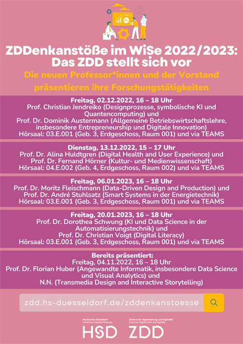 Vorträge im WiSe 2022/2023: Das ZDD stellt sich vor